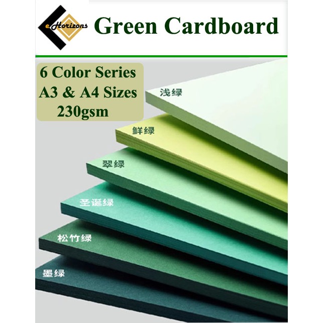 A3 & A4 230gsm Green Color Series Cardboard (6 Shades) - Premium Craft ...