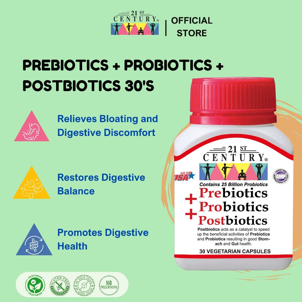 21st Century Prebiotics + Probiotics + Postbiotics (3-in-1 formula for ...