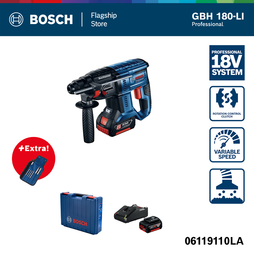 [Clearance Sale] BOSCH GBH 180-LI Cordless Rotary Hammer with SDS-PLUS ...