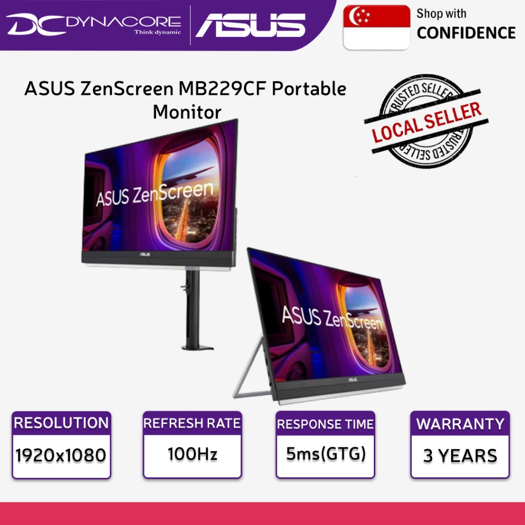 ASUS ZenScreen MB229CF Portable Monitor - 22" Full HD, IPS, 100Hz, USB ...