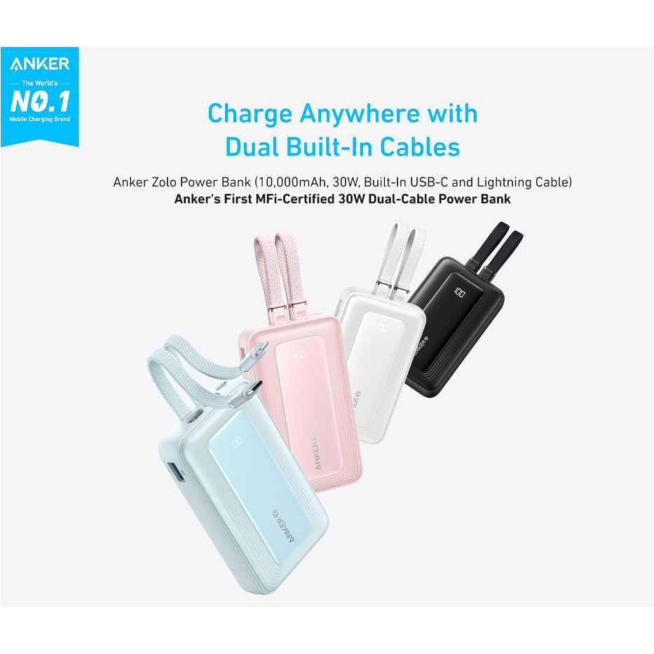 [SG Stock] Anker zolo 10000mAh High-Speed 30W Built-in braided USB-C ...