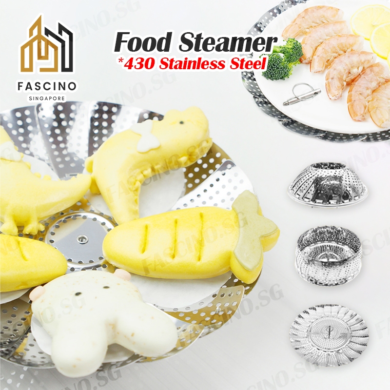 【SG】430 Stainless Steel Foldable Food Steamer Rack Expandable Vegetable ...