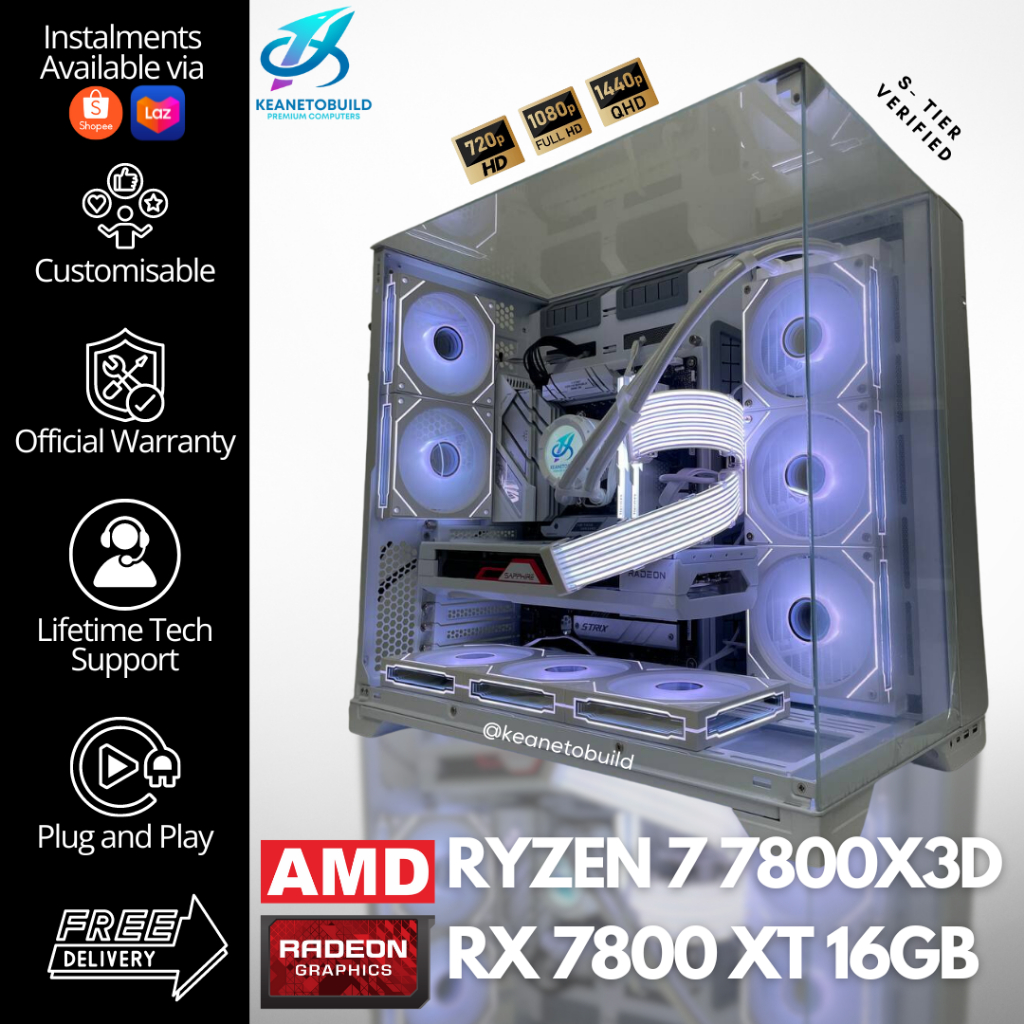 Custom Gaming PC Desktop Computer - AMD Ryzen 7 7800X3D + RX 7800 XT ...
