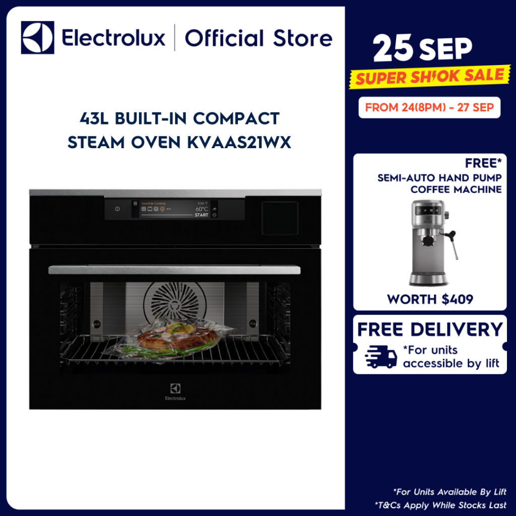 Electrolux KVAAS21WX 60cm UltimateTaste 900 Built-in Compact Steam Oven 43L Capacity 2-Year ...