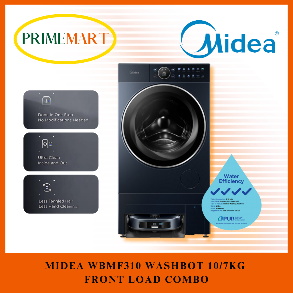 MIDEA WBMF310 WASHBOT 10/7KG FRONT LOAD COMBO + 2 YEARS WARRANTY ...
