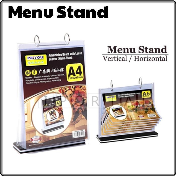 A4 A5 A6 Paper Table Menu Stand with 6 Sleeves Horizontal Vertical ...