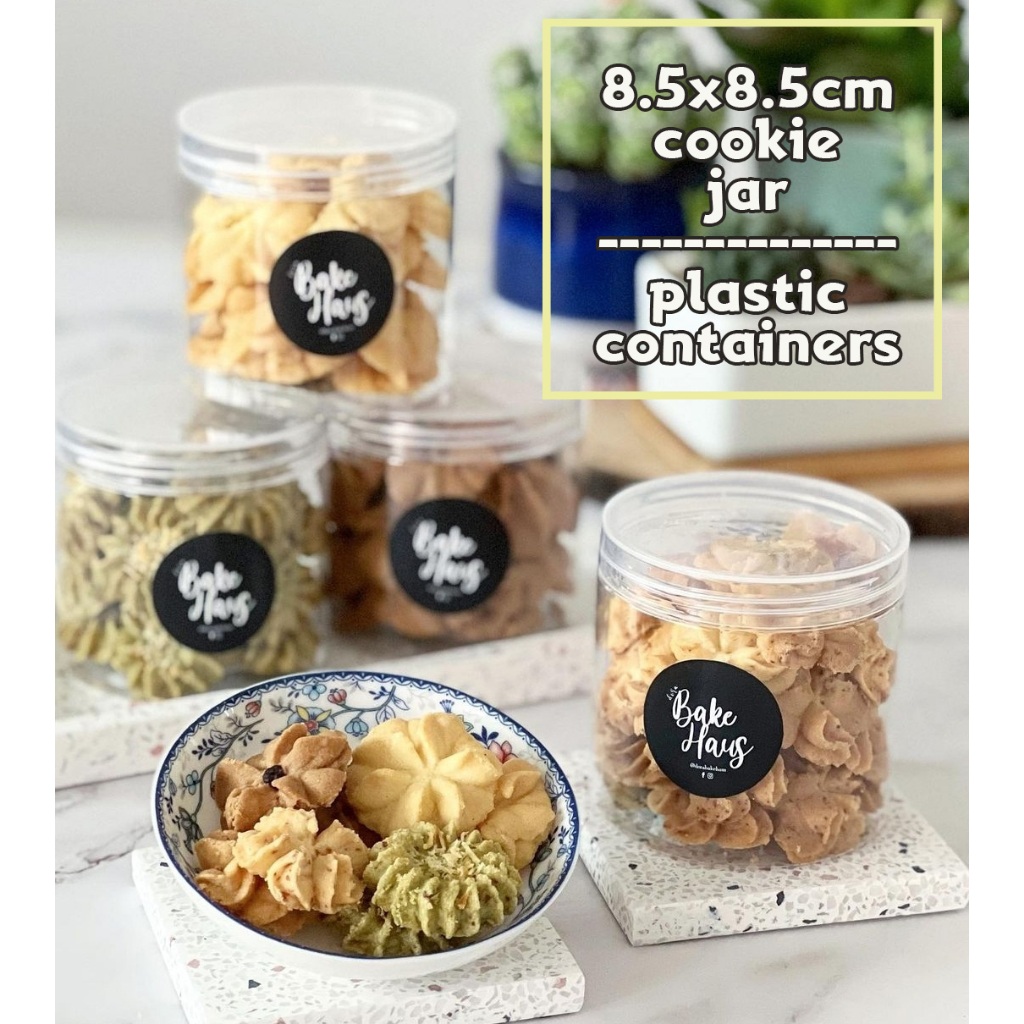 [8.5x8.5cm] Plastic Cookie Jar /round food storage PET container CLEAR ...