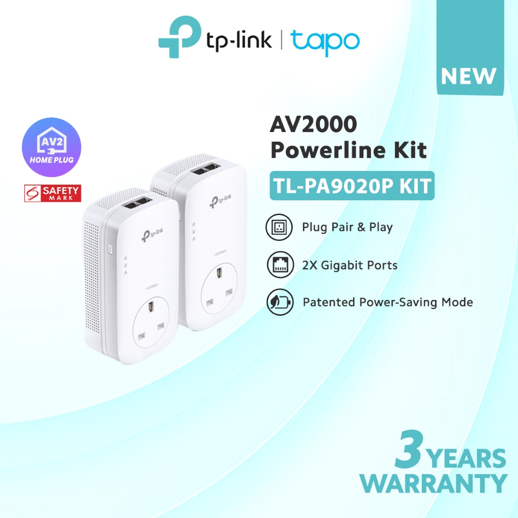 TP-LINK AV2000 HomePlug AV2 MU-MIMO Gigabit Passthrough Powerline Kit ...