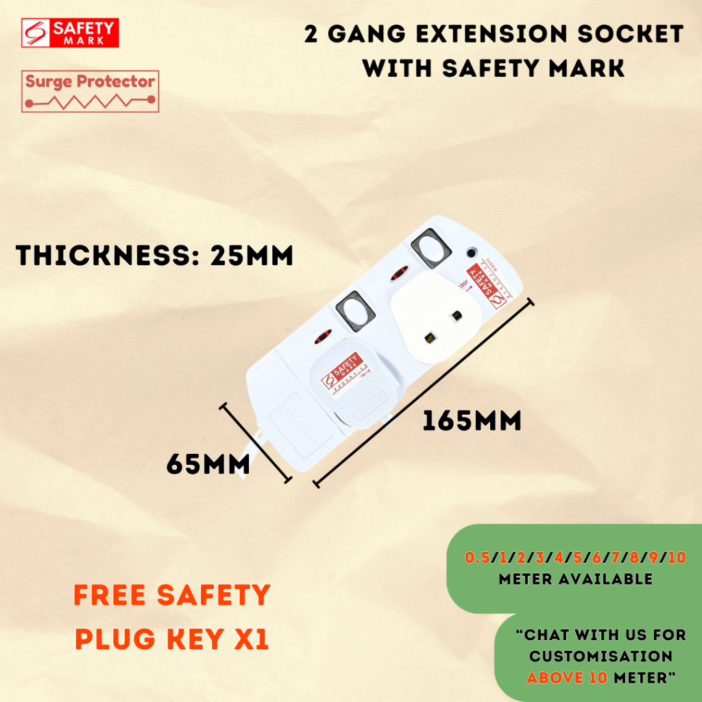 [1Year Warranty][Free Safety Plug Key] 2/3/4/5/6 Gang Extension Socket ...
