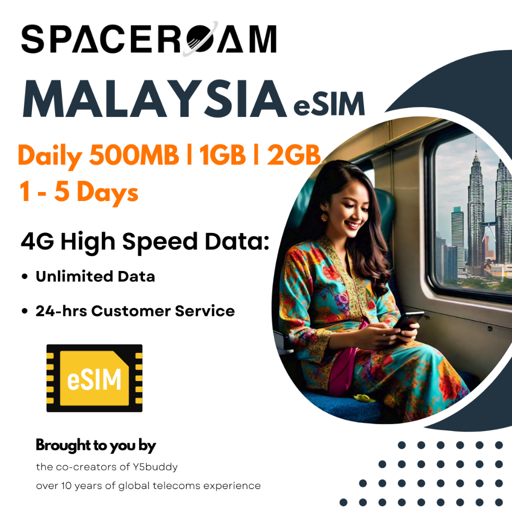Spaceroam Malaysia eSIM | 1 - 5 Days Daily Data | 500MB, 1GB & 2GB | High Speed Unlimited Data ...