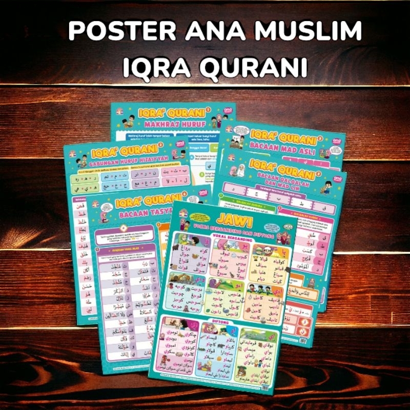 Ana Muslim POSTER NEW ISLAMIC - Jawi, Iqra, Tajwid, Suku Kata, Mad Asli ...