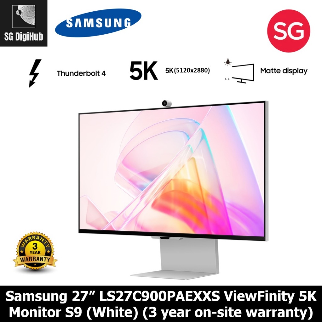 Samsung 27” ViewFinity 5K Monitor S9 (White) LS27C900PAEXXS (3 year on ...