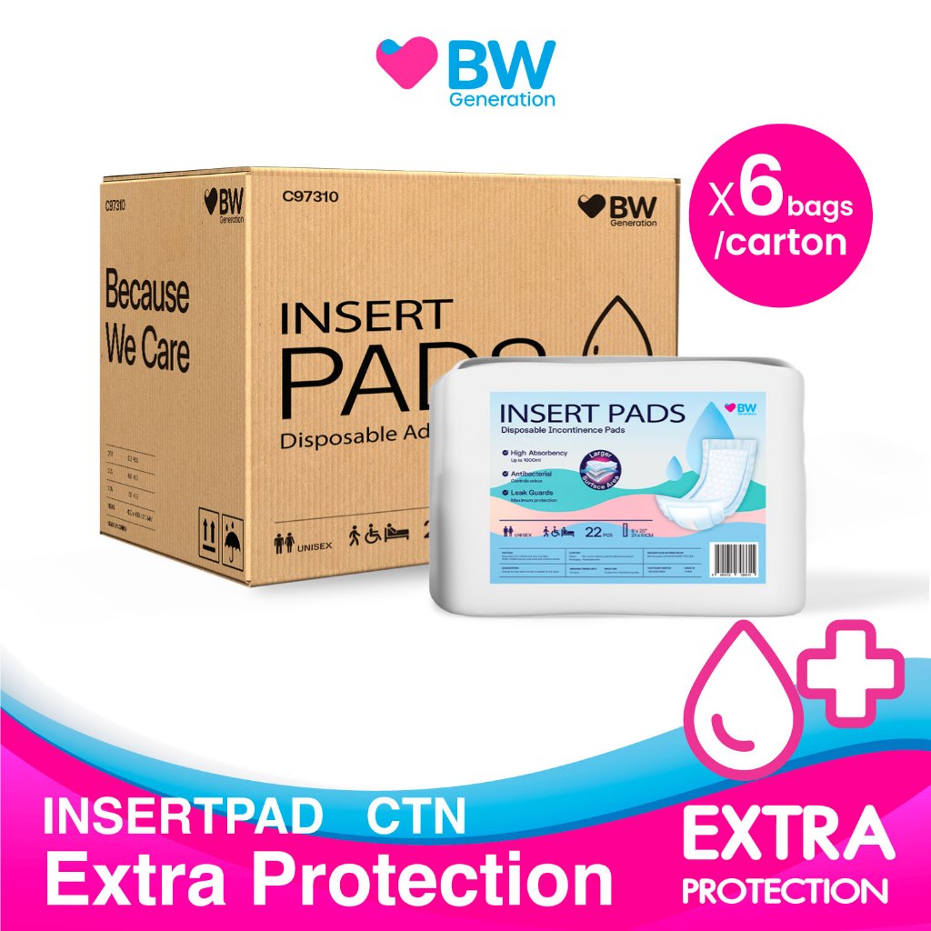 BW - Adult Diaper Insert Pad (6 bags/Carton, 22 pcs/bag) | Shopee Singapore