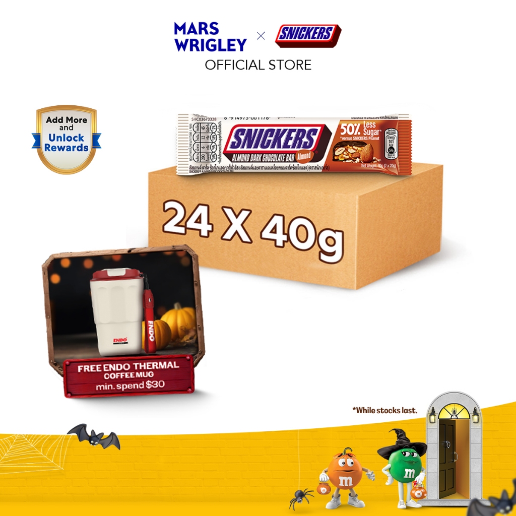 (Carton Bundle - 24 Pieces) Snickers Almond Dark Chocolate Bar 40G ...