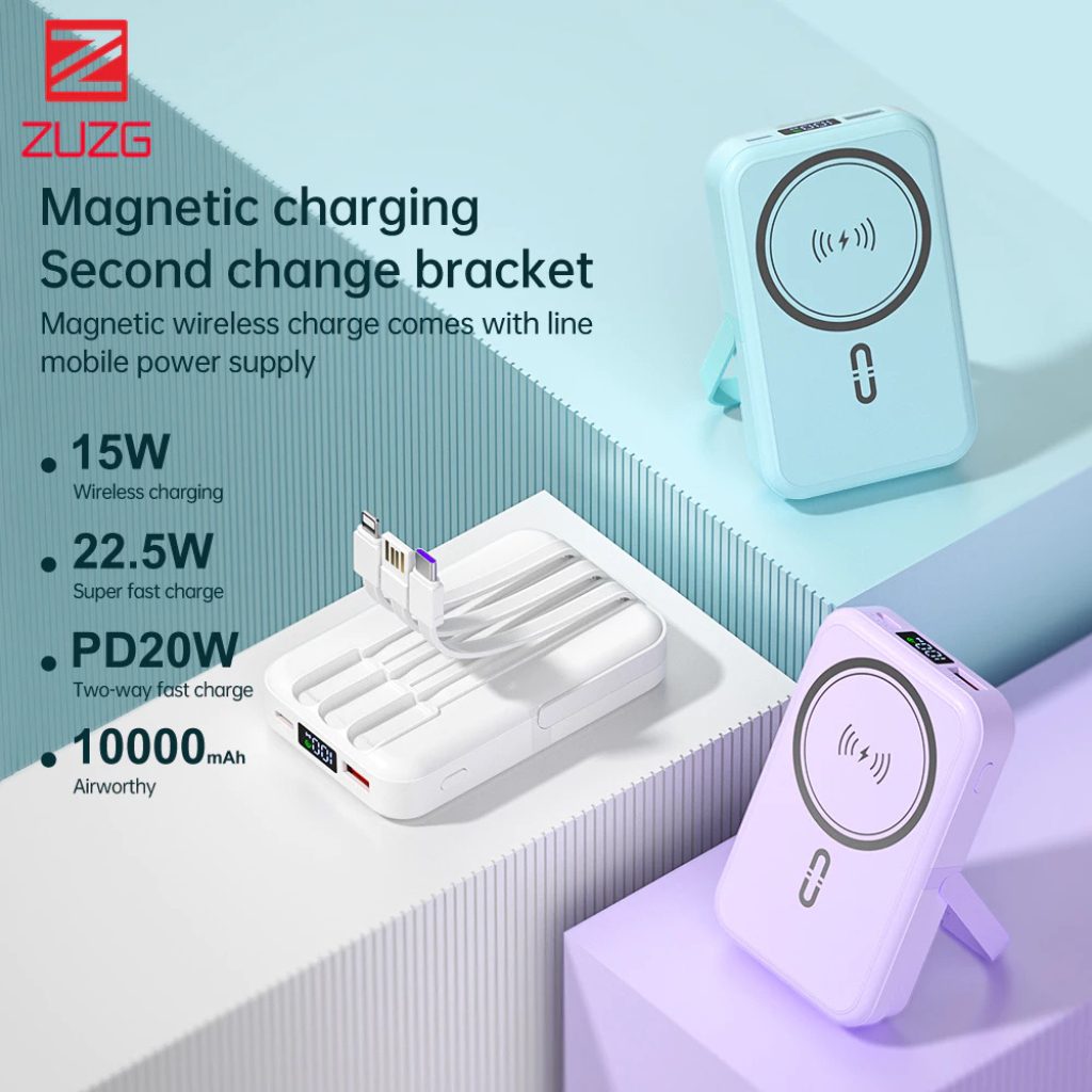 [Ready Stock] 3C Certificate (CCC) Power Bank ZUZG 10000mAh MAGNETIC ...