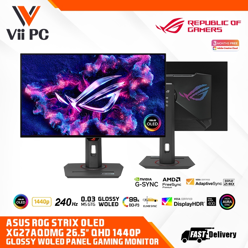 ASUS ROG Strix OLED XG27AQDMG 27-inch 2k 240hz 0.03ms G-SYNC 1440p glossy WOLED panel 99% DCI-P3 ...