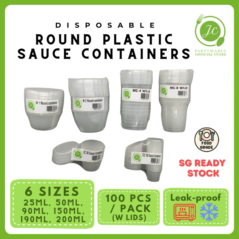 SG READY STOCK - 100pcs Disposable Plastic Sauce Container - 25/50/90 ...