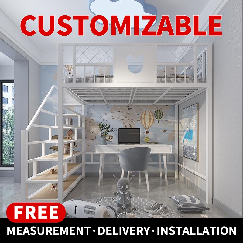 Children Study room Loft Bed with Staircase multiple Customizable sizes ...