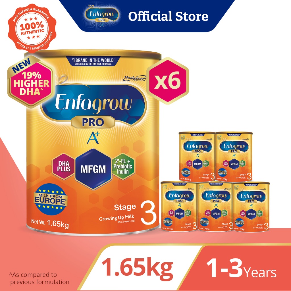 [Bundle of 6] Enfagrow Pro A+ Stage 3 Milk Powder Formula for Children DHA+ (1-3Y) 1.65kg ...