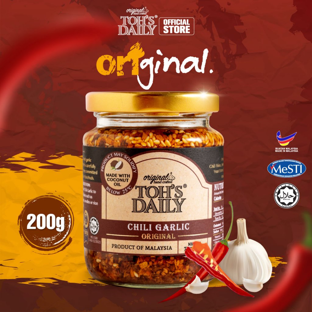 Toh's Daily 100% HALAL ORIGINAL/EXTRA SPICY/TOM YUM Chili Garlic Oil ...