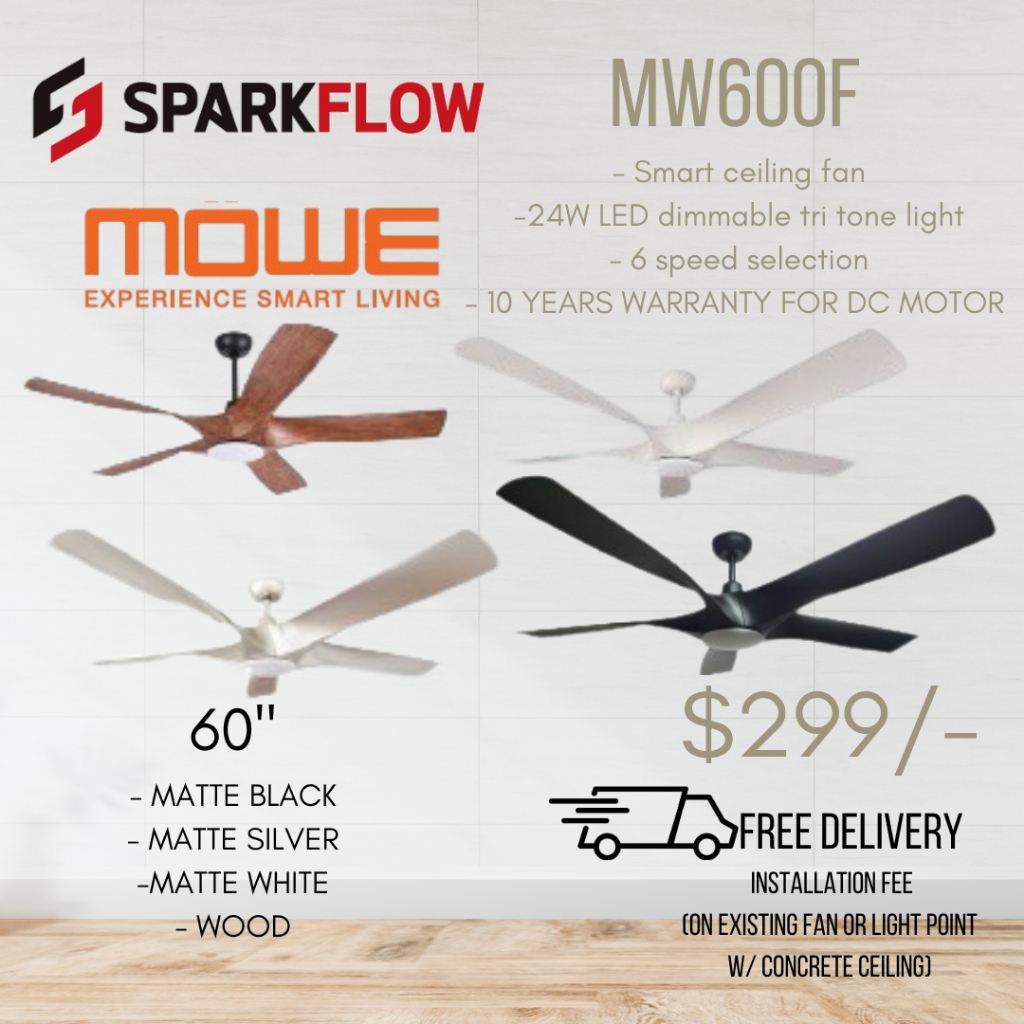 (with INSTALLATION) MOWE Smart ceiling fan with light 60" MW600F 24W ...