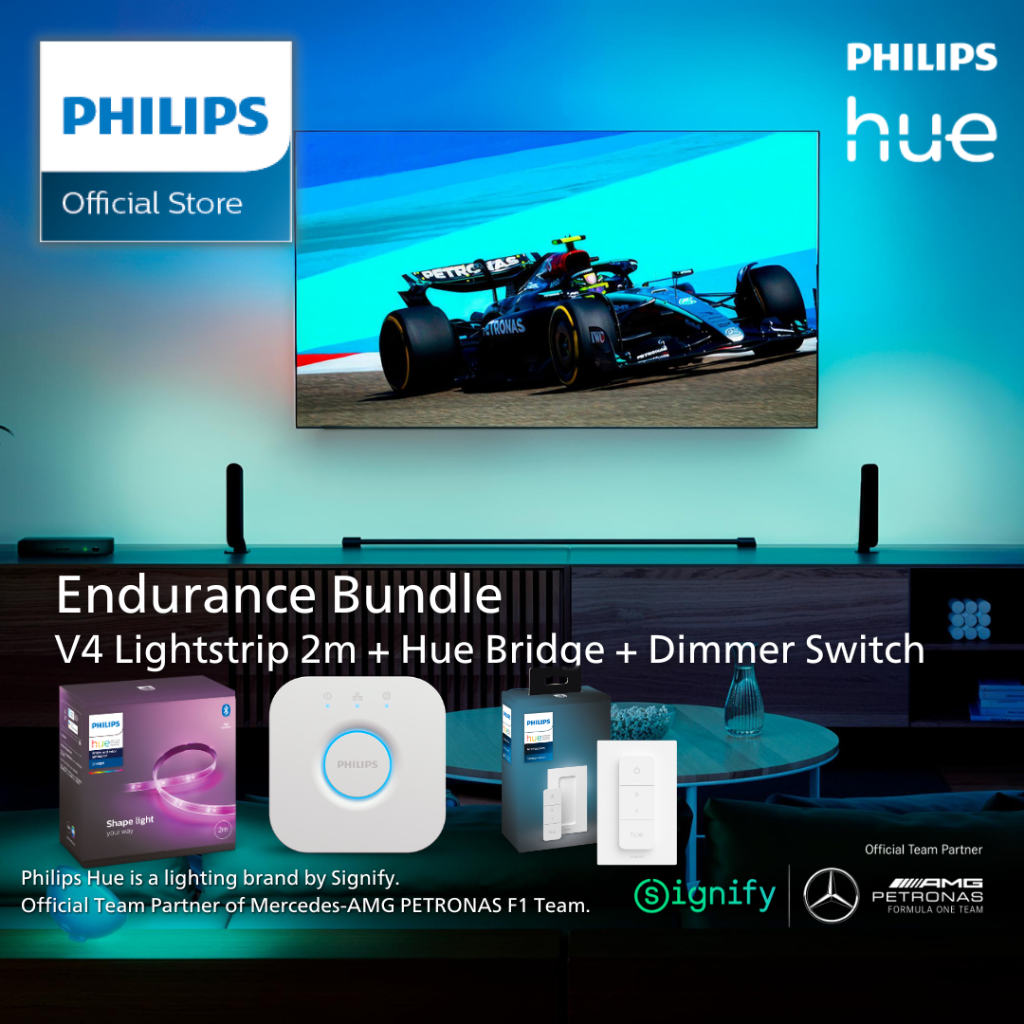Philips Hue Endurance Bundle (Hue V4 2m RGB Lightstrip Base Kit ...