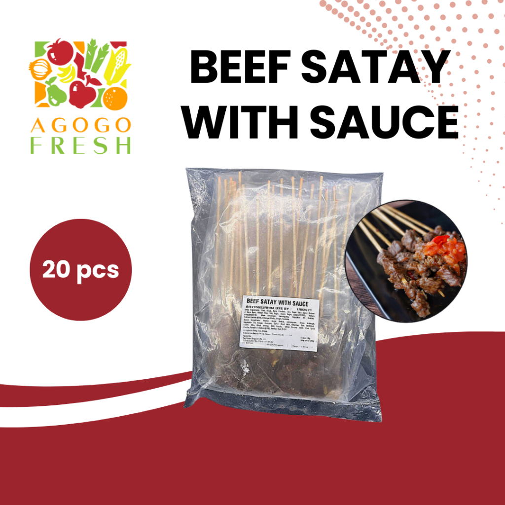 [Agogo Fresh - Frozen] Frozen Beef Satay with Sauce (20 sticks ...