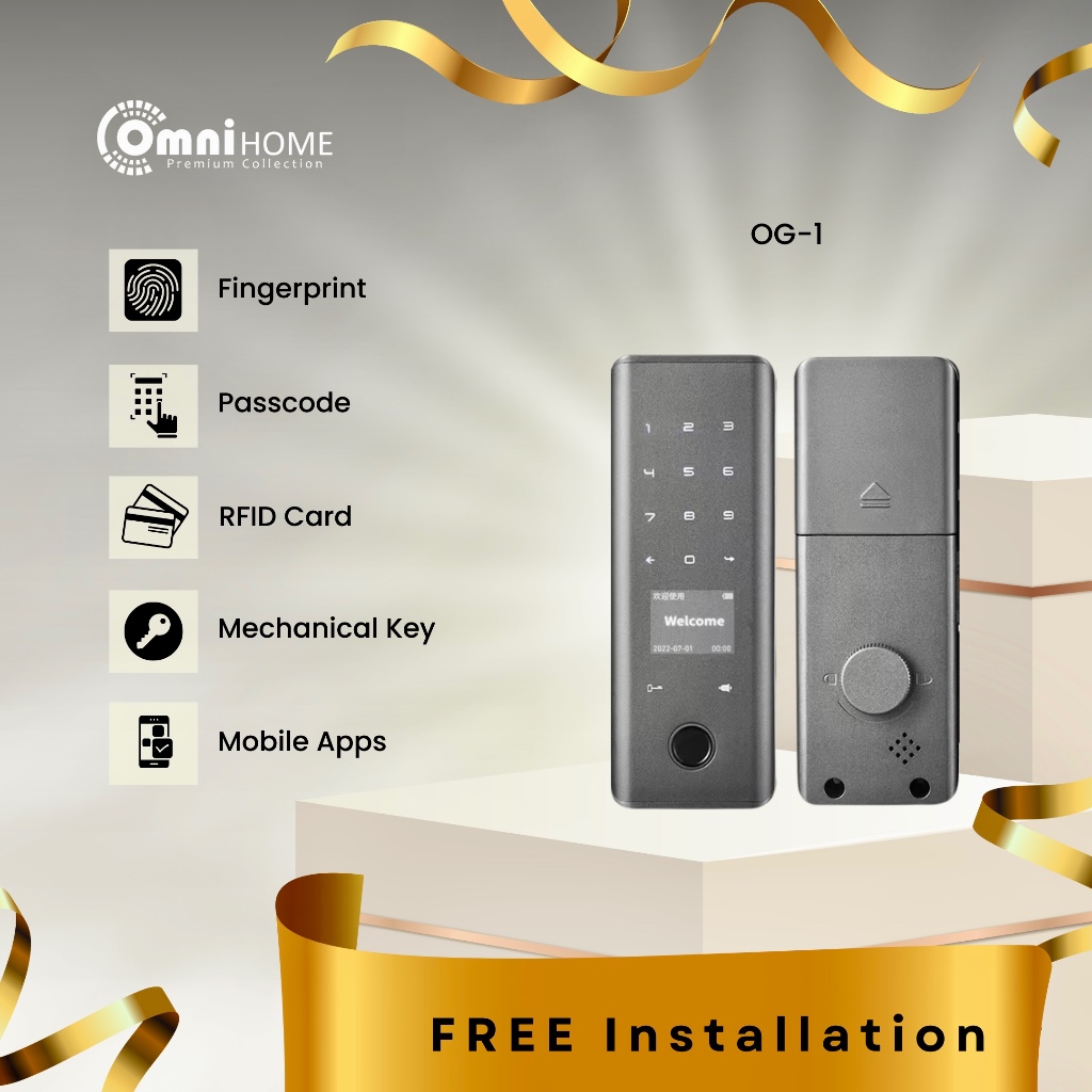 FREE Installation OG-1 Omni Digital Glass Door Lock Smart Glass Door ...