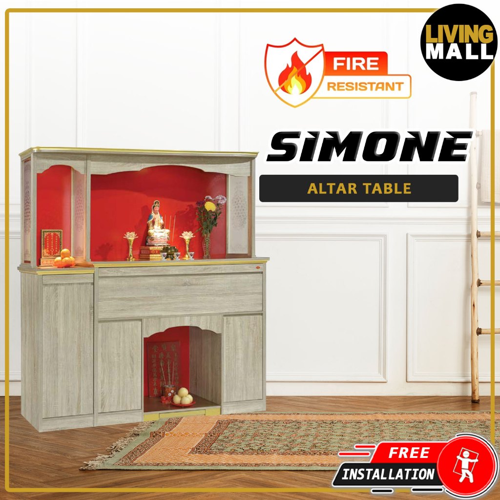 Living Mall Simone Oriental Altar Table with Top Altar Cabinet Fire ...