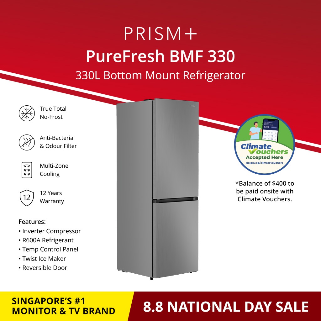 PRISM+ PureFresh BMF 330 | 330L Bottom Mount Freezer Refrigerator ...