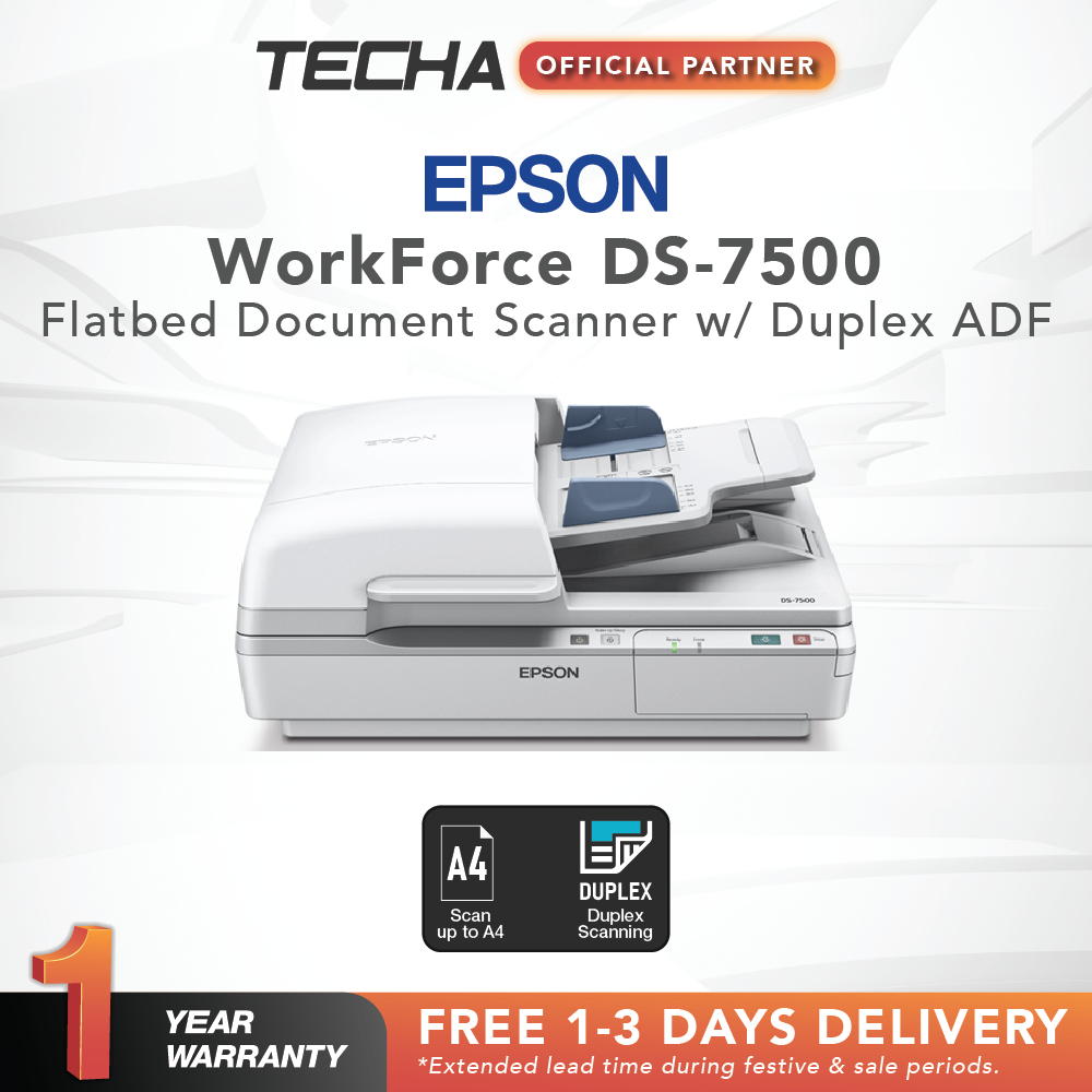 Epson WorkForce DS-7500 | Flatbed Document | Duplex ADF | Scanner ...