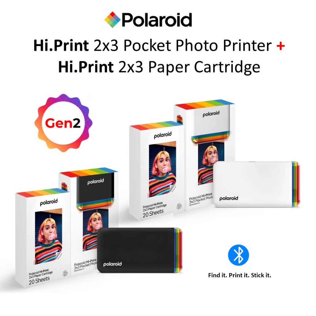 Polaroid Hi-Print *2nd Generation 2x3 Pocket Photo Printer STARTER KIT ...