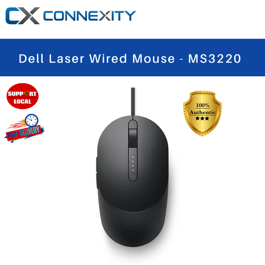 Dell Laser Wired Mouse MS3220 Black 570-ABDY Dell Mouse Dell Wired ...