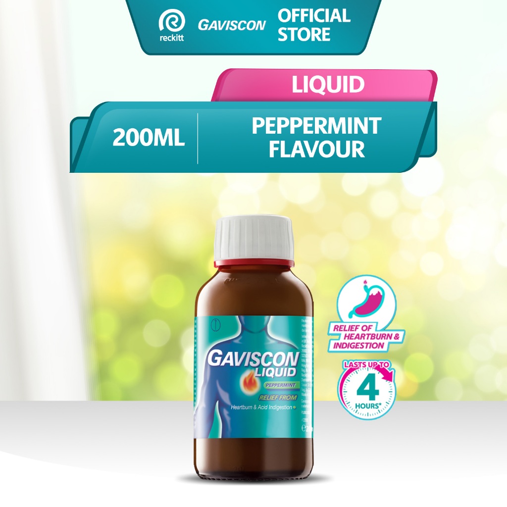 Gaviscon Peppermint Liquid For Fast Relief of Heartburn and Indigestion ...