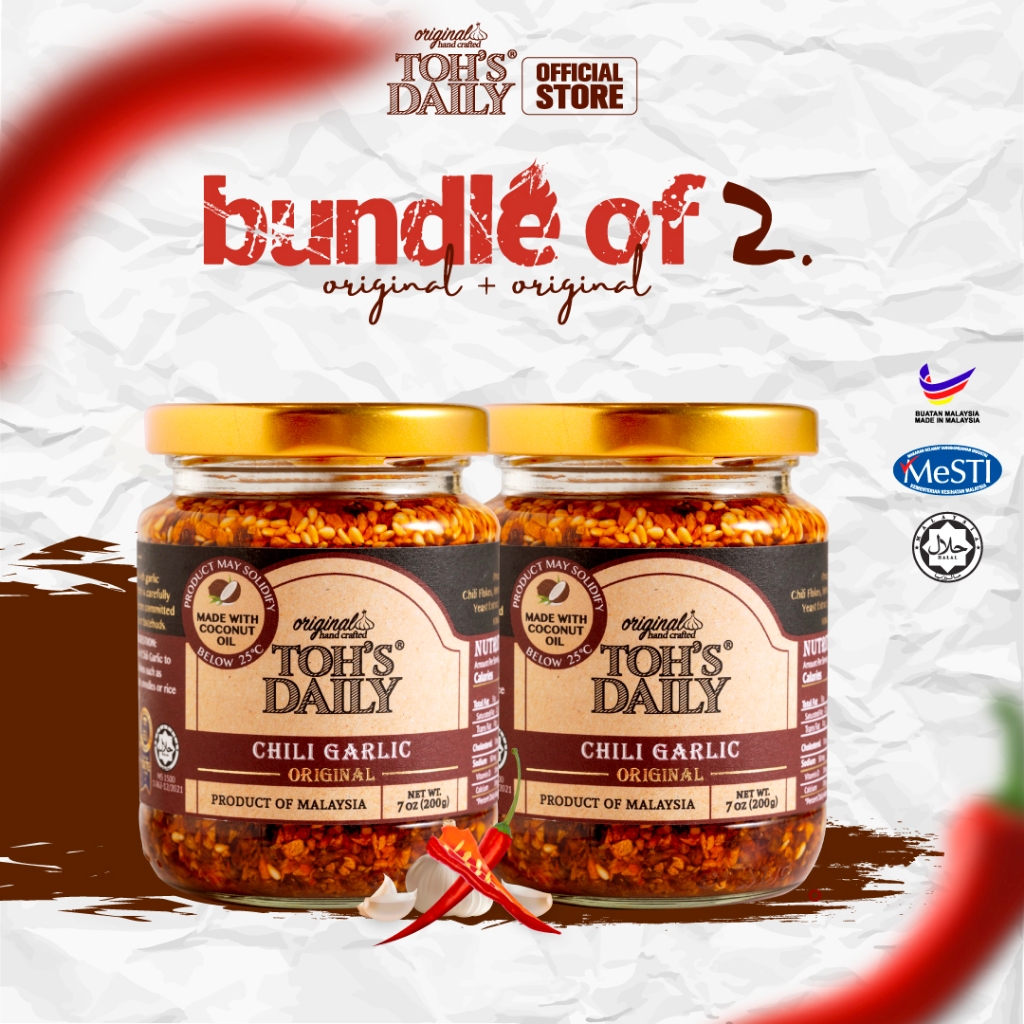 [Bundle of 2] Toh’s Daily 100% HALAL Chili Garlic Oil 200gx2 (Sambal ...