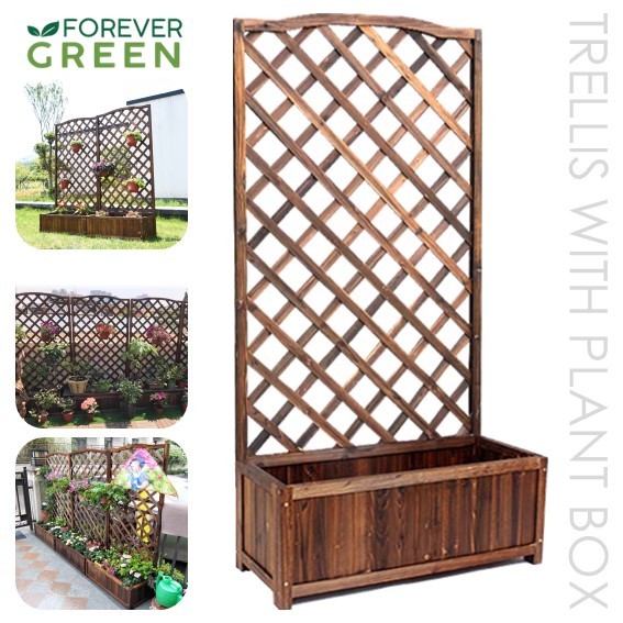 SG_FOREVERGREEN | Trellis With Planter Box Wooden Plant Rack Wood ...
