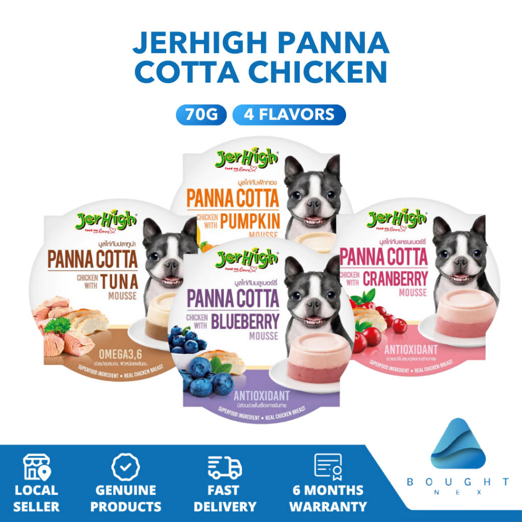 Jerhigh Panna Cotta Chicken 70g - Tuna, Pumpkin, Cranberry, Blueberry ...