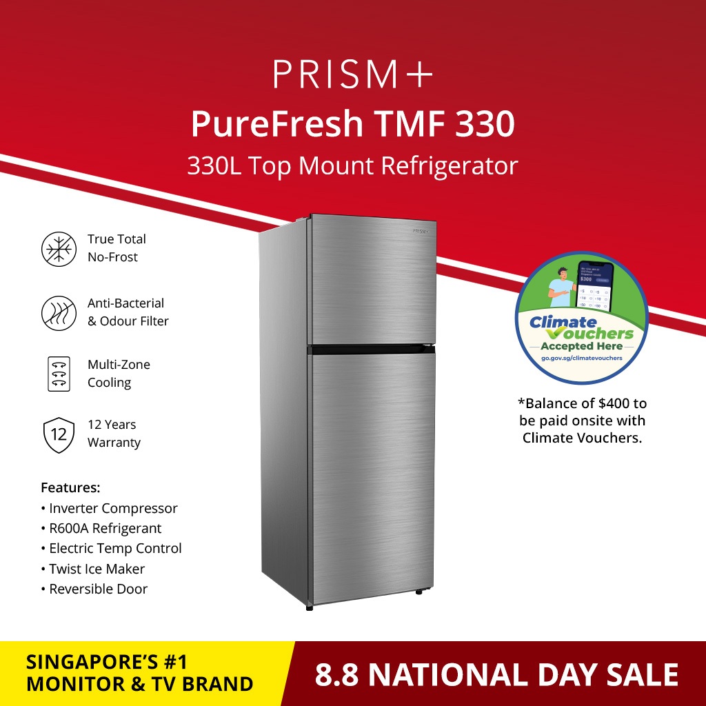 PRISM+ PureFresh TMF 330 | 330L Top Mount Freezer Refrigerator ...