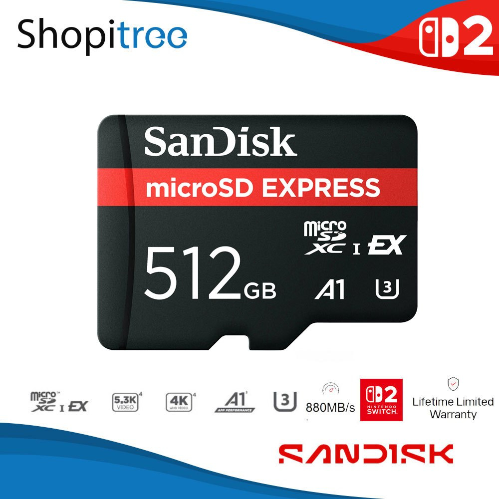 SanDisk Official MicroSD Express Card - 512GB Support Nintendo Switch 2 ...