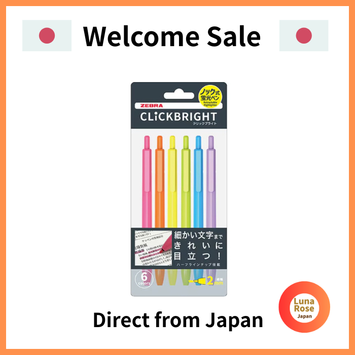 Direct from Japan ZEBRA Click Bright Retractable Highlighter Pen Set (6 ...