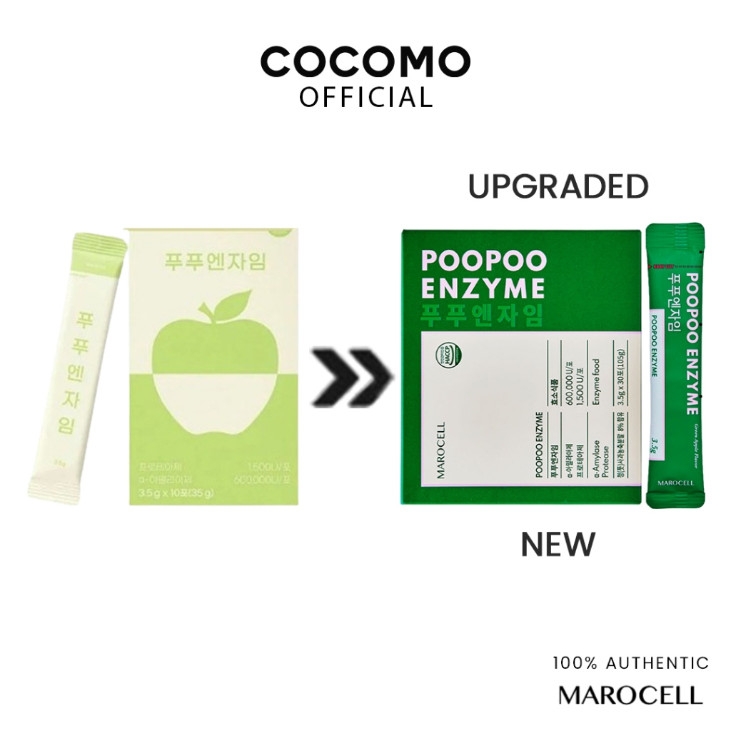 (MAROCELL) Poo Poo Enzyme Green Apple (1 Box = 3.5g x 30 Sticks ...