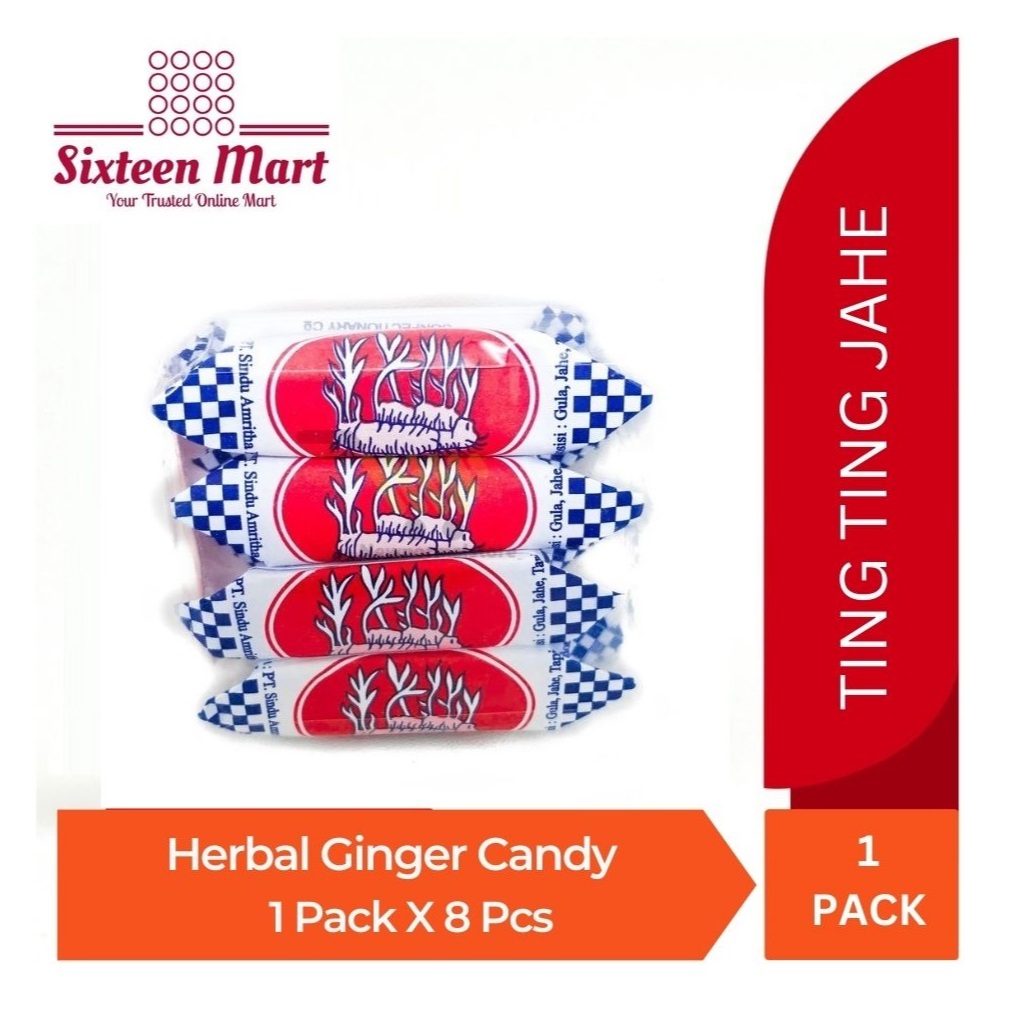 Ting Ting Jahe Tradisional & Herbal Ginger Candy 1 pack x 8 pcs (SG ...