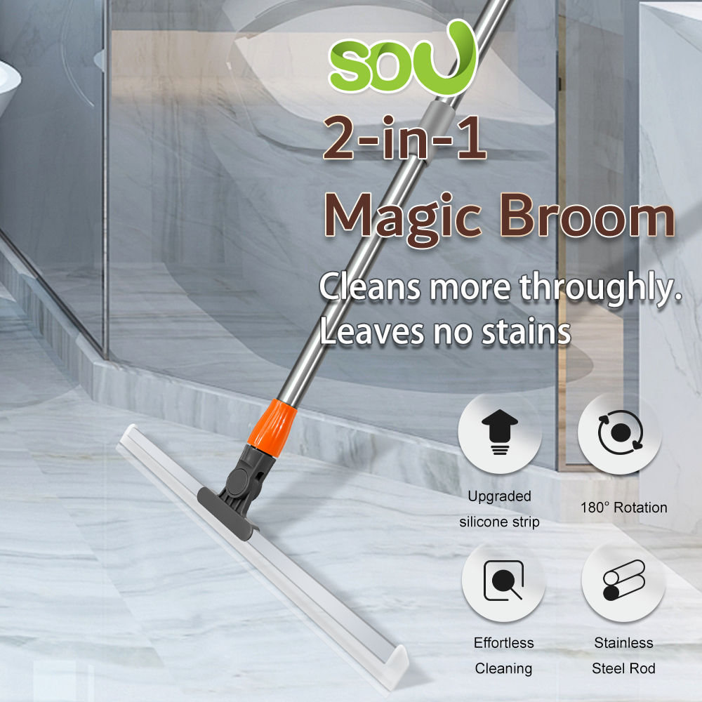 SOU 2-in-1 Magic Broom Sweeper Multifunctional Bathroom Floor Squeegee ...