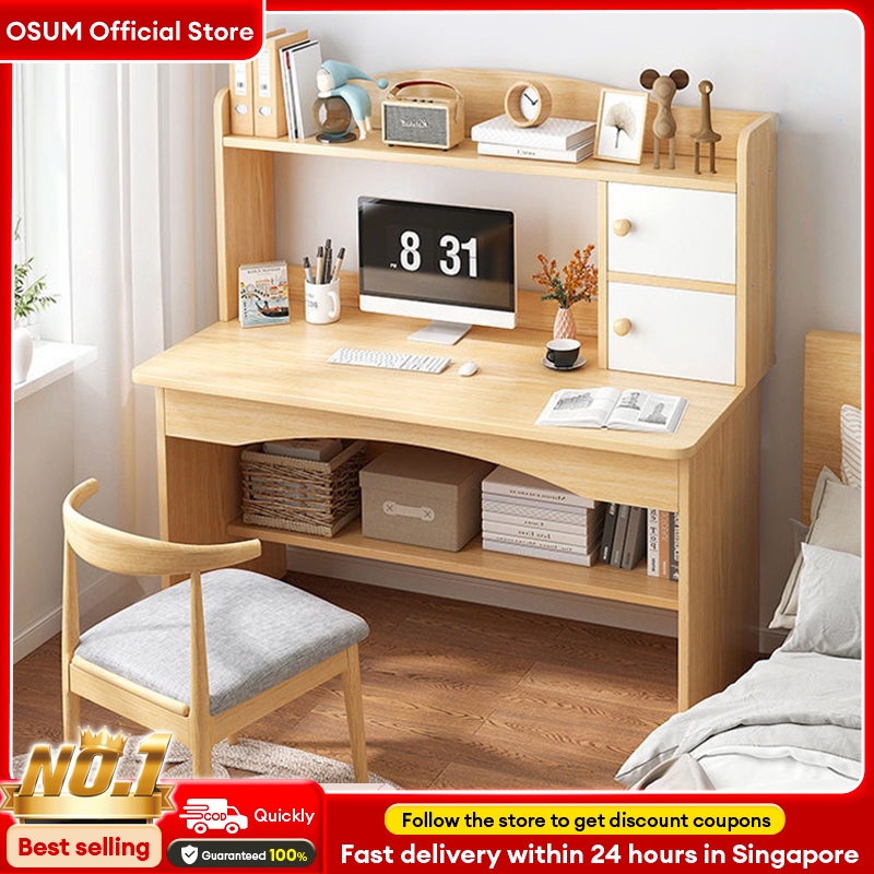 OSUM Study Table Computer Table Bookshelf Comprehensive Study Table ...