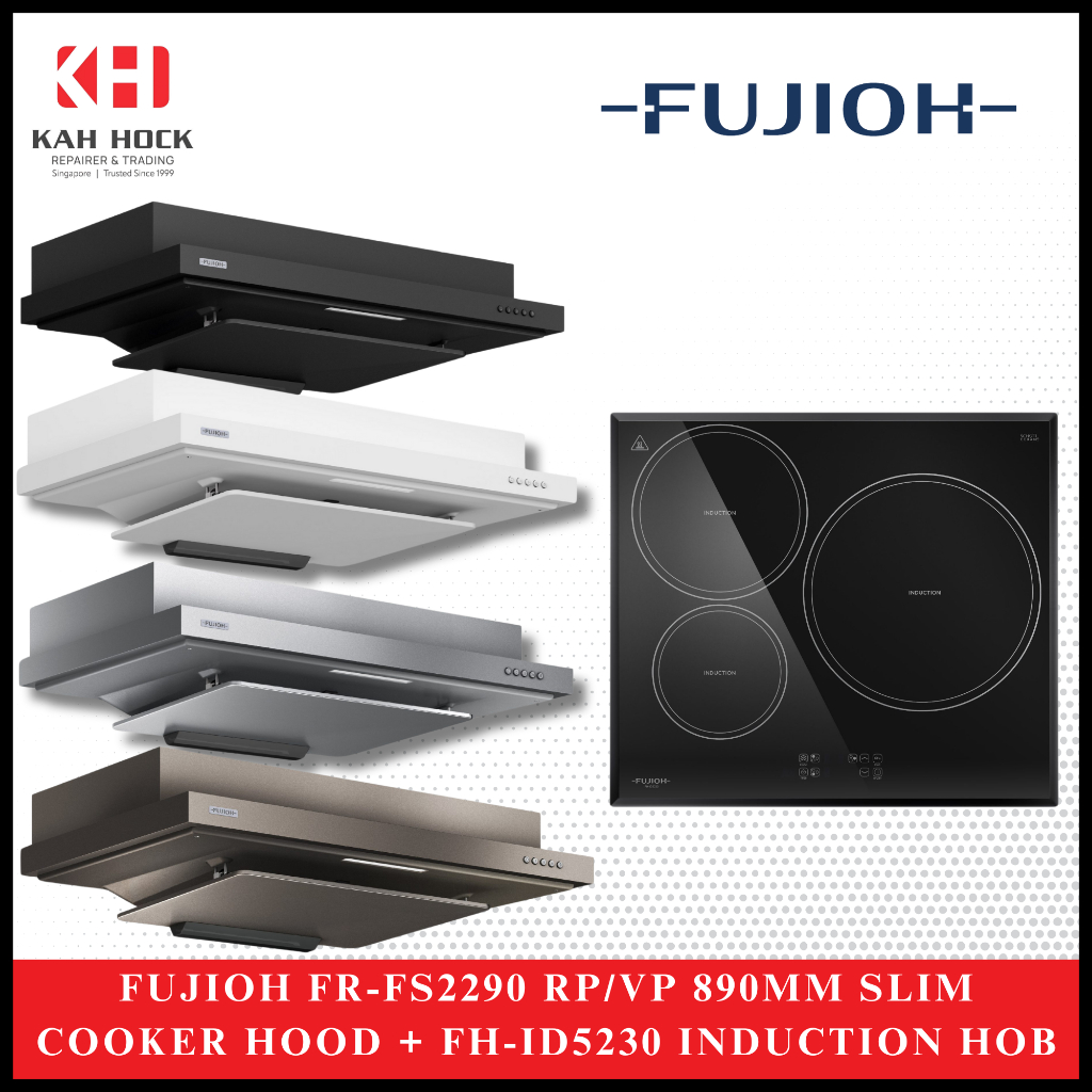 FUJIOH FR-FS2290 RP/VP 890MM SLIM COOKER HOOD + FH-ID5230 INDUCTION HOB ...