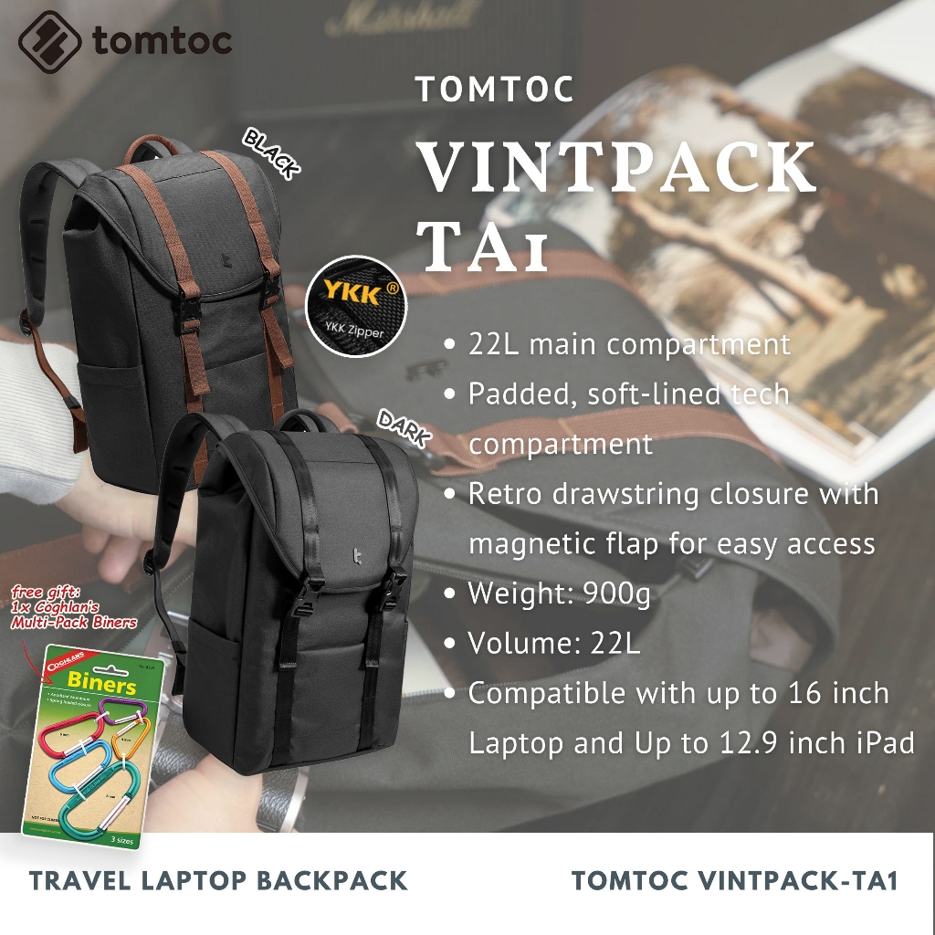 Tomtoc VintPack-TA1 Laptop Backpack | Laptop Bag | Shopee Singapore