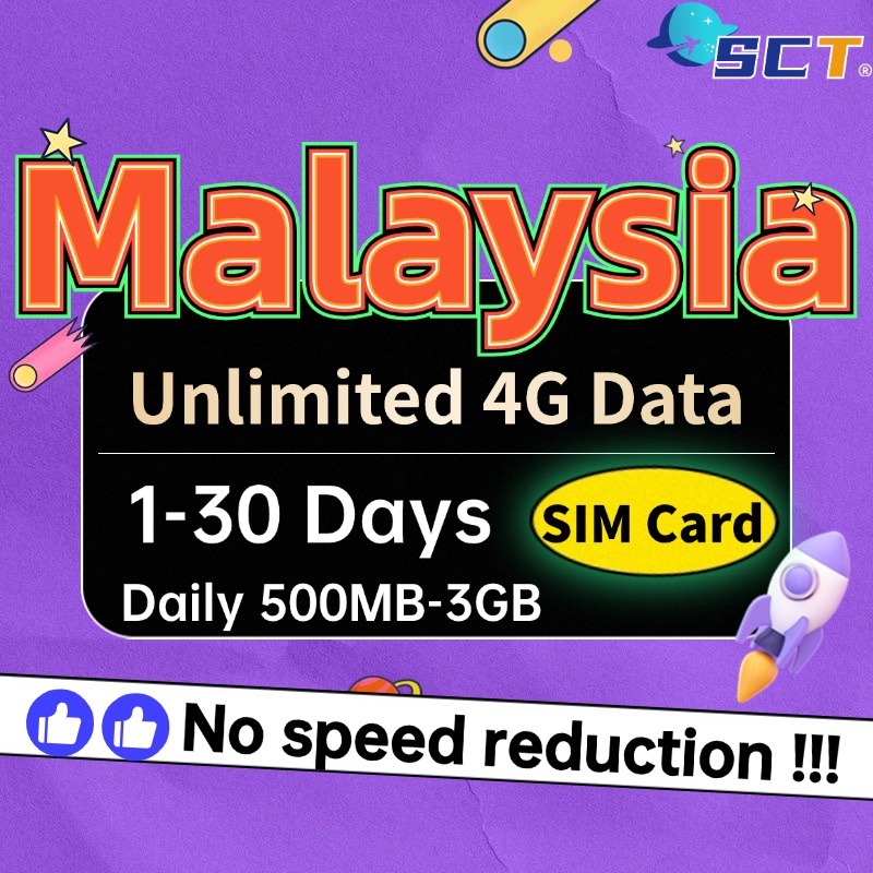 SCT Malaysia SIM Card 1-30 Days Daily 500MB-3GB Unlimited 4G Data Maxis Digi Malaysia eSIM ...