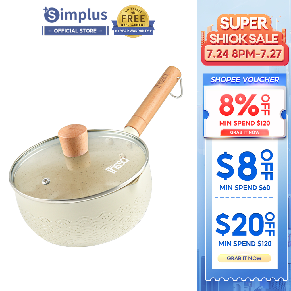Simplus Yukihira Saucepan 18cm 2PCS With Lid Gas Stove Induction ...