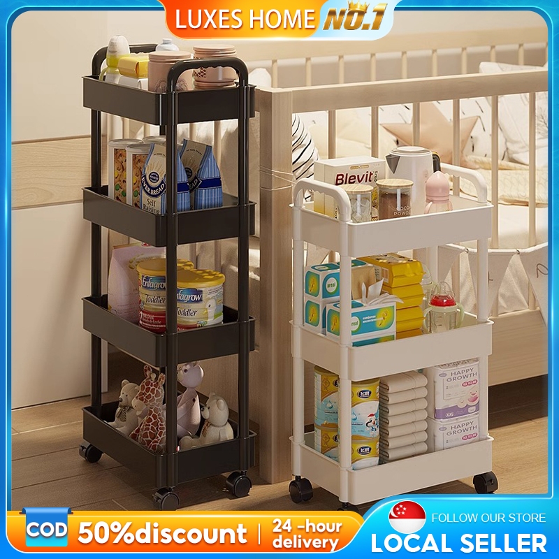Trolley Rack 3 Tier Trolley Kitchen Storage Trolley With Wheels ABS ...
