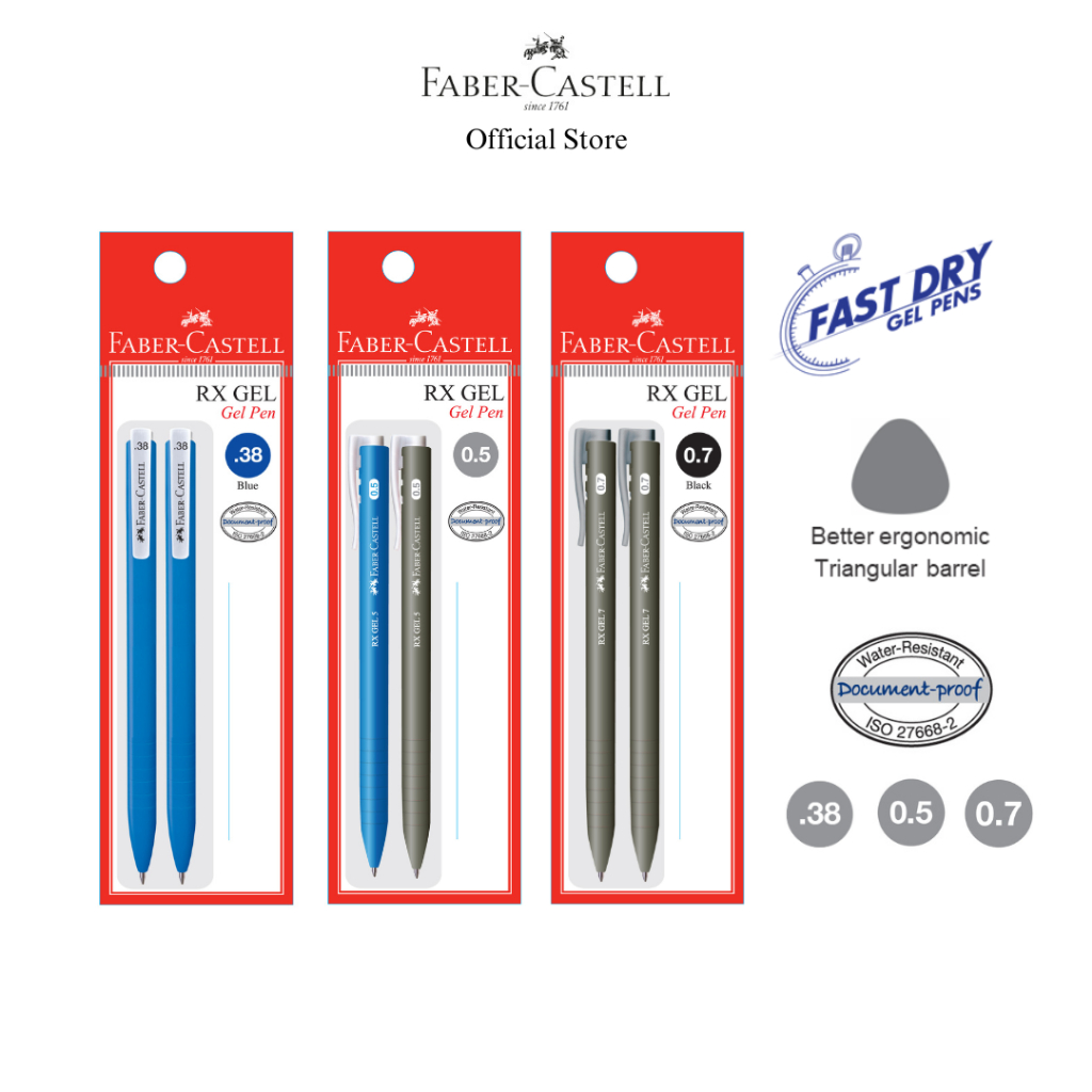 Faber-Castell RX Gel Pens, 0.7mm, Blue/Black | Shopee Singapore